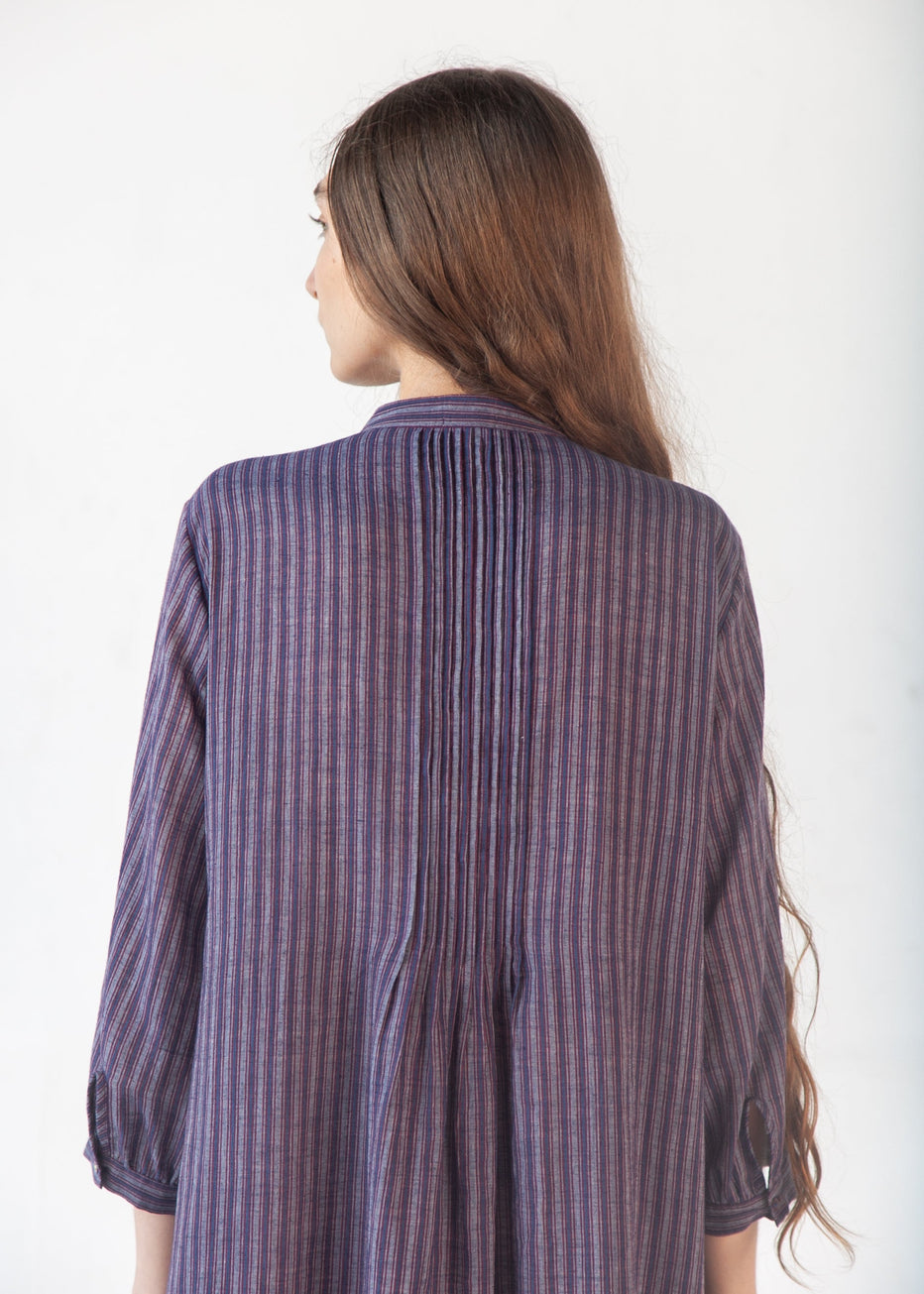 Aditi Ticking Stripe Dress - Blue/Maroon – matta